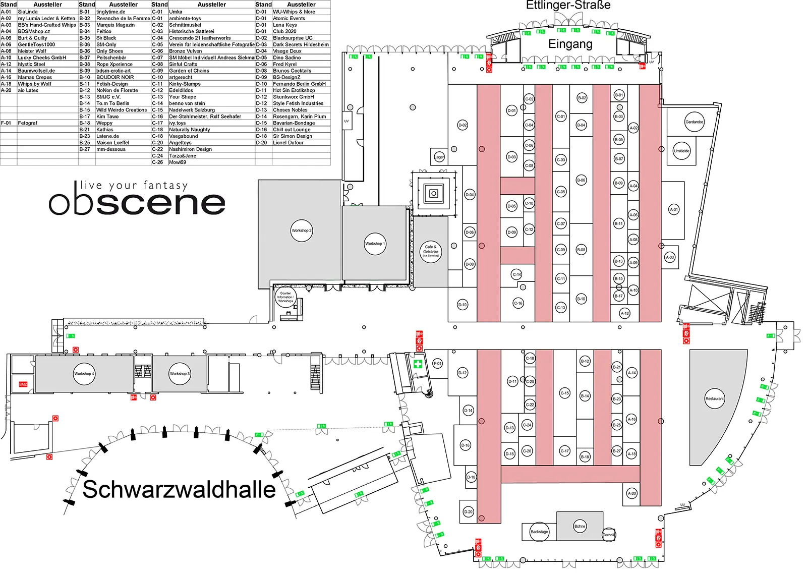 Hallenplan - obscene Messe - Erotic BDSM & Fetish Fair