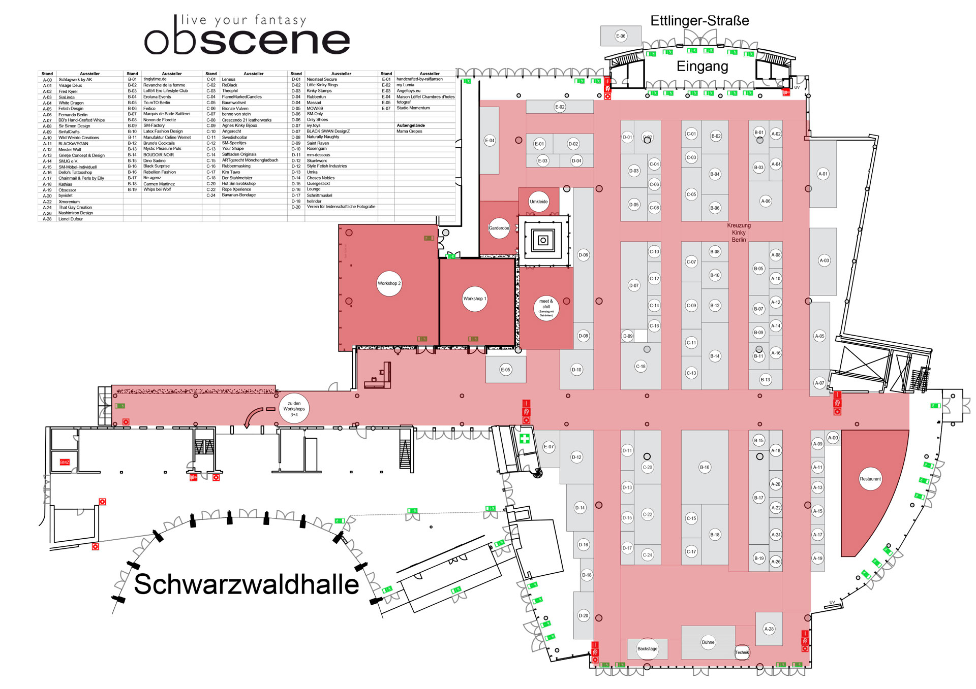 Hallenplan - obscene Messe - Erotic BDSM & Fetish Fair